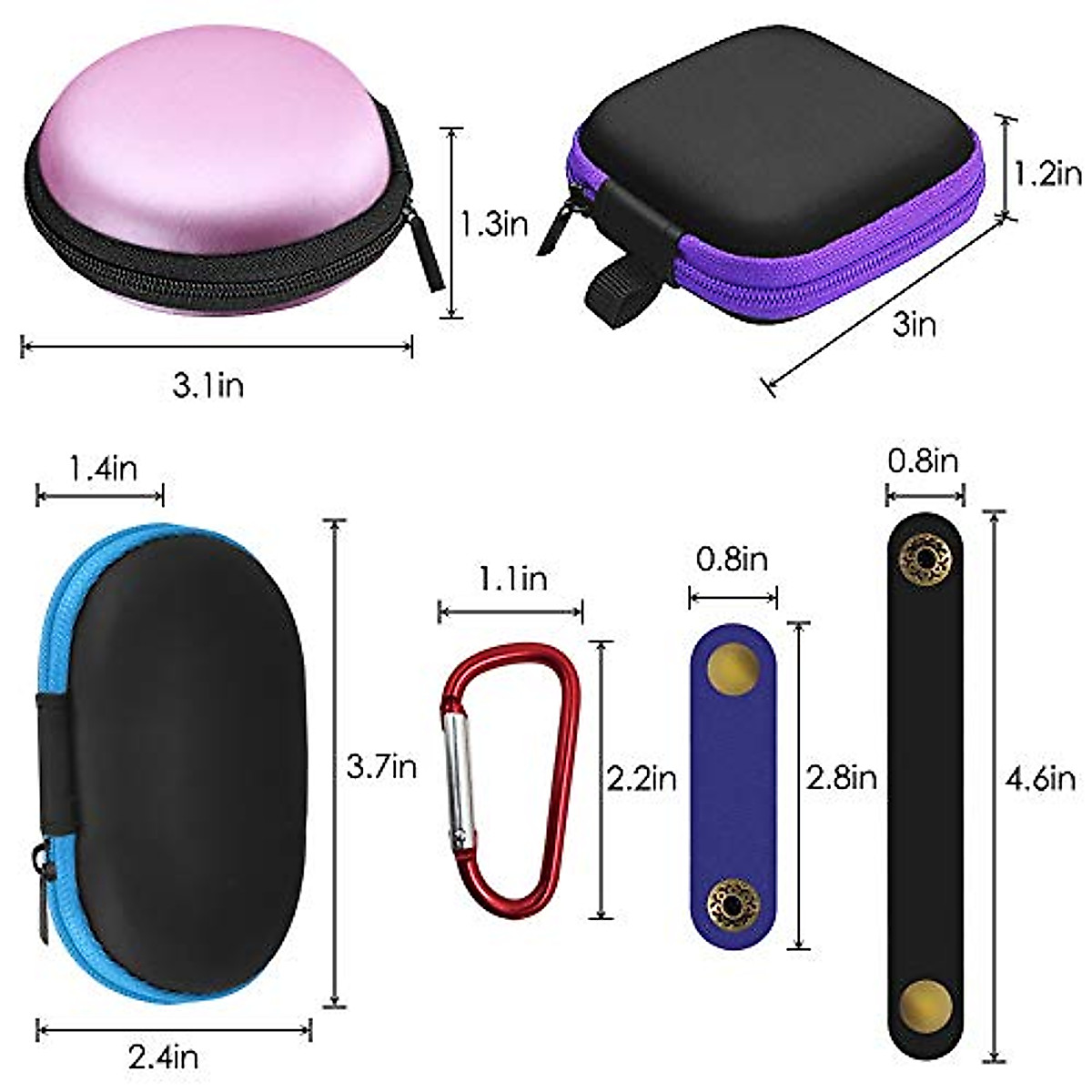 6 Pcs Portable Earbuds Case with Cable Clip & 2 Headphone Cable Clip, AIFUDA Mini Hard EVA Carrying Case Storage Bag for Earphone Earbuds Bluetooth Headset U Disk