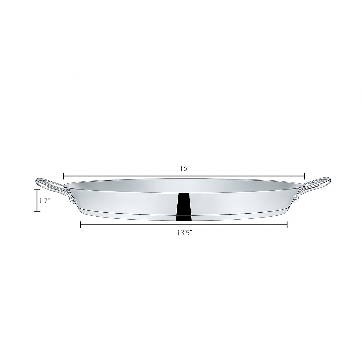 Concord Premium Stainless Steel Paella Pan with Heavy Duty Triply Bottom (16" (40 CM))