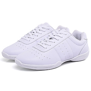 WUIWUIYU Adult Youth Women's White Cheerleading Shoe Sport Dance Training Competition Tennis Sneakers Cheer Shoes Size 2