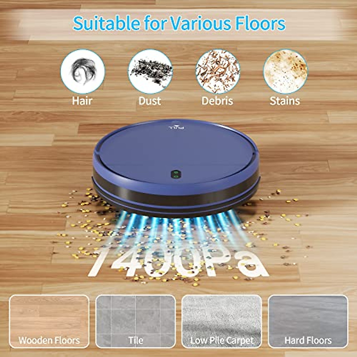 ZCWA Robot Vacuum, Robot Vacuum and Mop Combo with Schedule, Self-Charging Robot Vacuum Cleaner Compatible with WiFi/APP/Alexa, Perfect for Pet Hair, Hard-Floor and Carpet