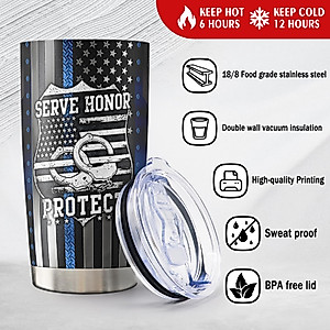 Qatdey Police Gifts, Police Officer Gifts, Police Academy Graduation Gifts, Gifts for Police Officer, Police Retirement/Appreciation Gifts, Law Enforcement Gifts for Policeman/Cops Tumbler 20oz 1PC