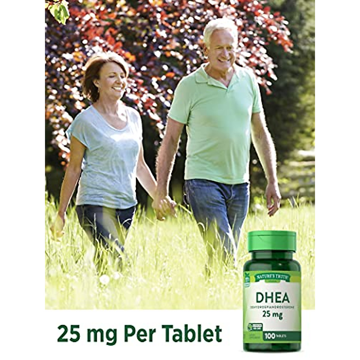 DHEA 25mg Tablets | 100 Count | Vegetarian, Non-GMO & Gluten Free Supplement | by Nature's Truth