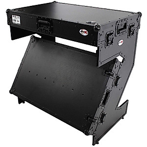 ProX XS-ZTABLEBLJR Z-Table Jr Folding DJ Table Mobile Workstation Flight Case Style with Handles and Wheels - Black Finish