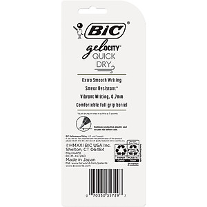 BIC Gel-Ocity Quick Dry Gel Pens, Medium Point Retractable Gel Pen (0.7mm), Assorted Colors, 3-Count