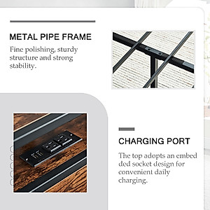 Eifizek Full Size Bed Frame with Charging Station, Platform Bed Frame with Storage Headboard and Drawers, Easy Assembly, No Box Spring Needed (Brown)