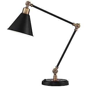 360 Lighting Wray Modern Adjustable Desk Lamp 26 3/4" High with USB Charging Port Painted Black Brass Metal Cone Shade for Living Room Bedroom House Bedside Nightstand Home Office Reading