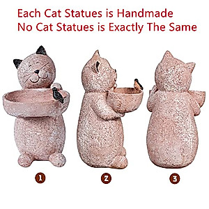 Cat Garden Statue Outdoor Decor, Cat Sculptures Figurine Decorations Gardening Lawn Ornament Décor Gifts for Women 12.3" in Height