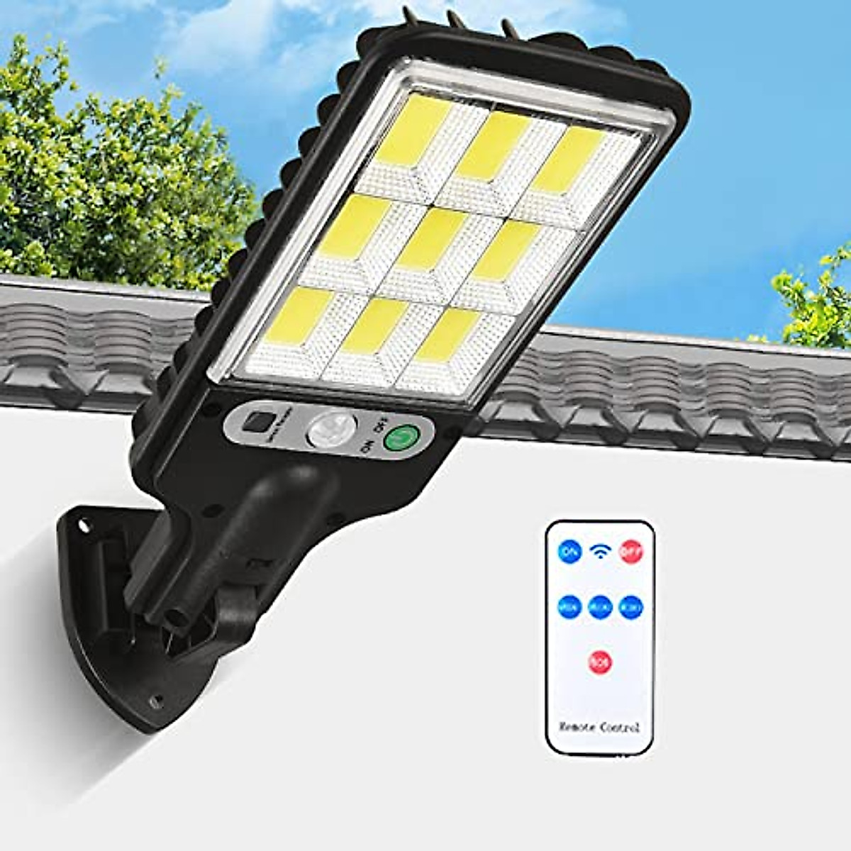 Solar Lights Outdoor Waterproof, Solar Street Light, Solar Powered Street Lights Dusk to Dawning with Motion Sensor Led Floods Light for Parking Lot Drive-Way Garden