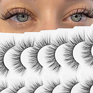 False Eyelashes Fluffy False Lashes Wispy Natural Lashes 3D Faux Mink Lashes 7 Pairs Jiocolor Volume Eye Lashes DJ-20