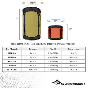 Sea to Summit Nylon Compression Sack, Space-Saving Outdoor and Travel Storage, Medium / 15 Liter