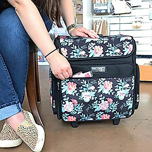 Everything Mary Collapsible Rolling Craft, Flowers - Wheeled Scrapbook Tote for Scrapbooking & Art - Travel Organizer Storage Bin for Paper, Glue, Tape - Roller Cart for Teachers & Medical