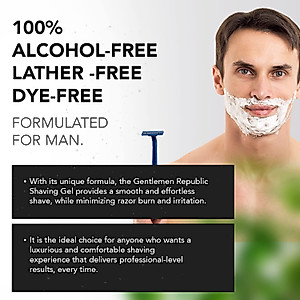 Gentlemen Republic 16oz Shaving Gel - 100% Alcohol-Free, Lather and Dye-Free Formula with Maximum Glide for Comfort, Made in the USA