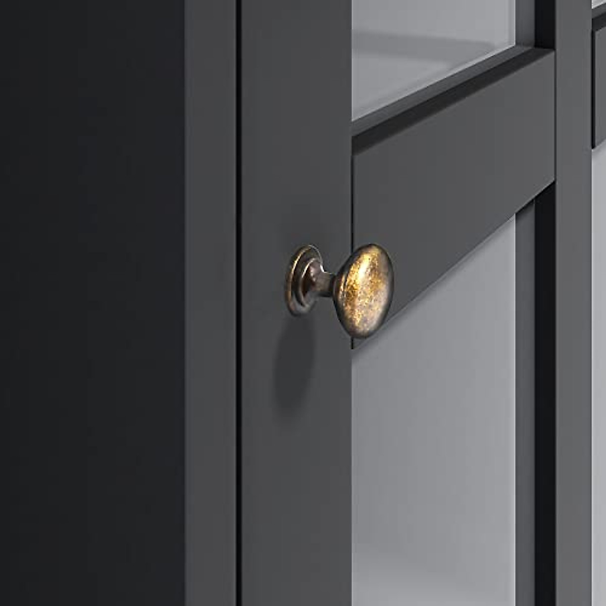 Mid-Century Entertainment Wall Unit for Living Room with Storage Bridge, TV Stand for 60 65 Inch TVs, Wood TV Media Console Table with Shelves, Gaming Entertainment Center with Bookshelves, Black