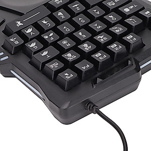Sazao One Handed Gaming Keyboard, Three Colors Backlight Wide Palm Rest 35 Keys Gaming Keyboard for Computer for Mobile Games