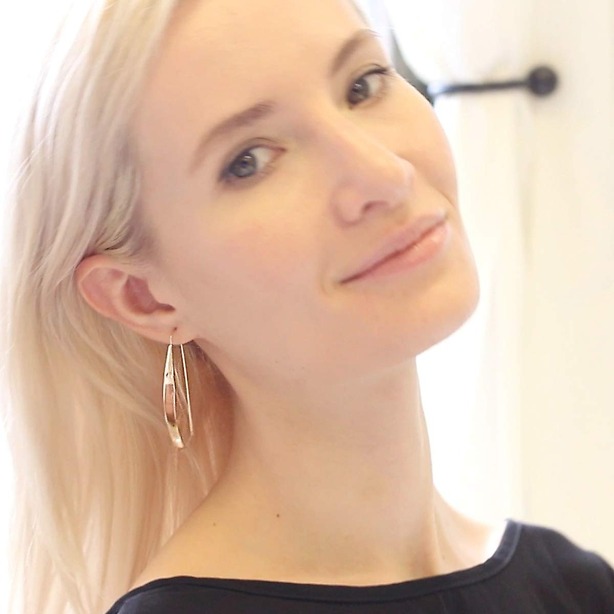 Gold Drop Earrings for Women - Gold Long Earrings for Women, Gold Teardrop Earrings for Women, 14k Gold Plated Tear Drop Earrings, Gold Dangle Earrings for Women, Gold Threader Earrings for Women