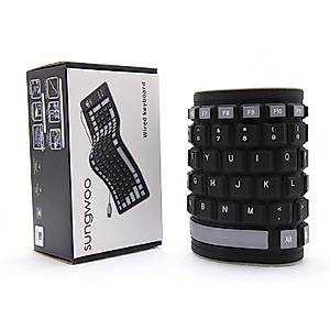 sungwoo Foldable Silicone Keyboard USB Wired Waterproof Rollup Keyboard for PC Notebook Laptop (Black+Grey)