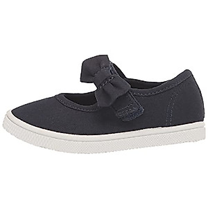 The Children's Place,baby-girls,Slip on Sneakers,Uniform Bow Strap Canvas Sneakers,Navy,10 Toddler