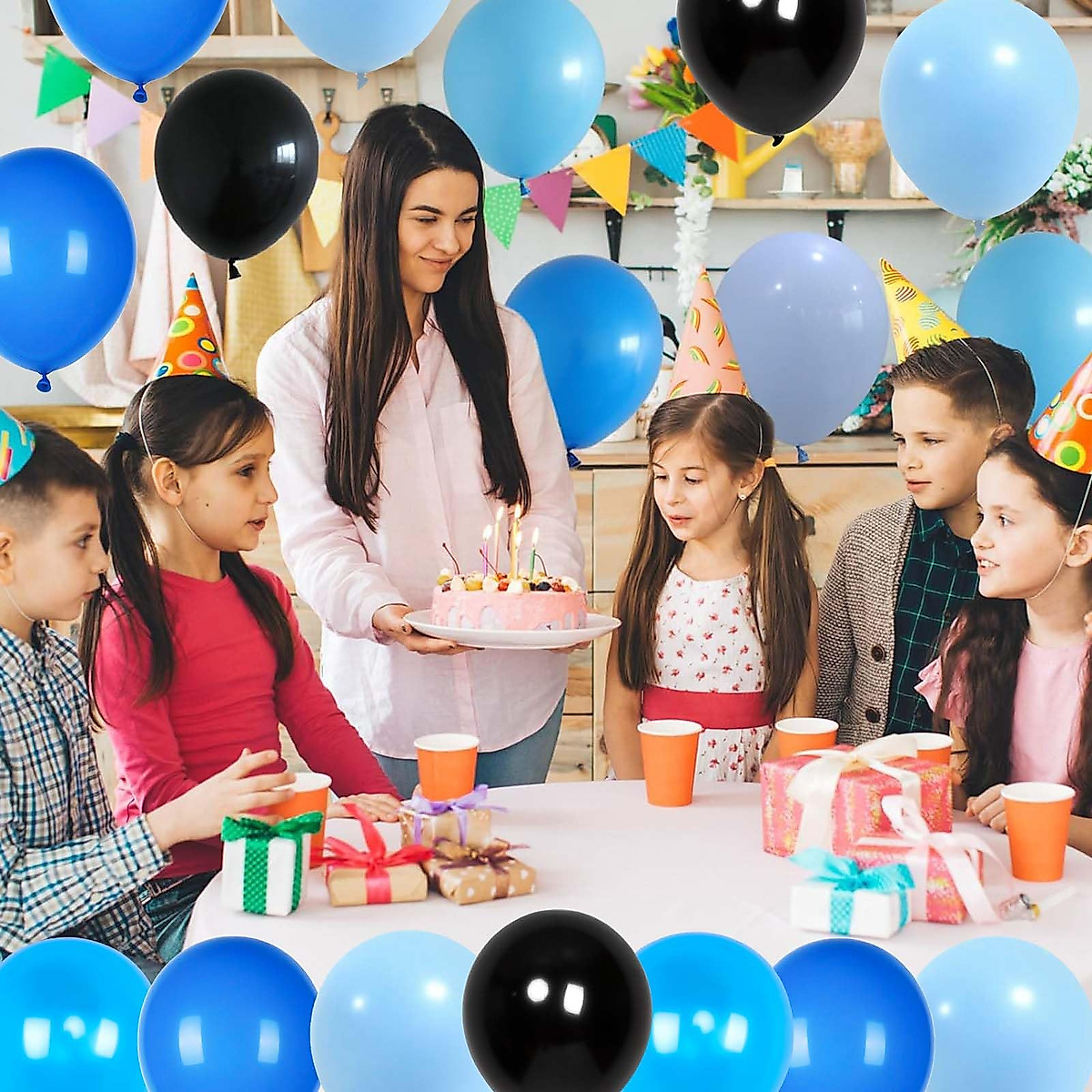 60 Pcs Birthday Decorations, Royal Blue and Black Balloons, 12 Inch Latex Balloons Party Supplies for Boys Birthday Baby Shower Game Birthday Wedding Bridal Shower Party Decorations (11-LH)