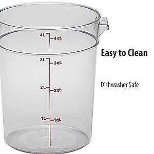 Cambro Food Storage Container with Lid (2 Pack) - Round Series - 4 QT (Quart) - Commercial Grade for Food Prep (Clear)