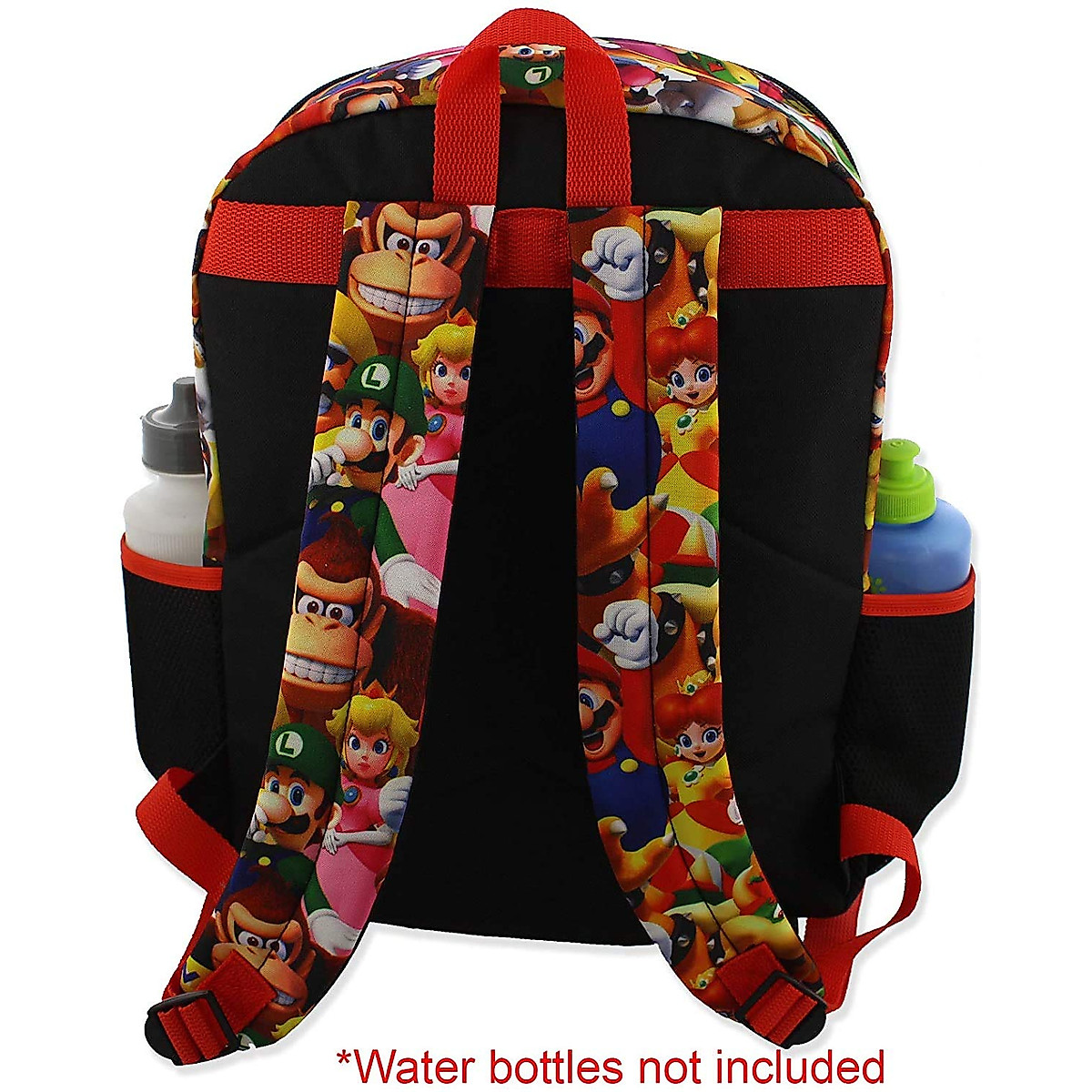 Super Mario Boys Girls 5 piece Backpack Lunch and Snack Bag School Set (One Size, Multicolor)