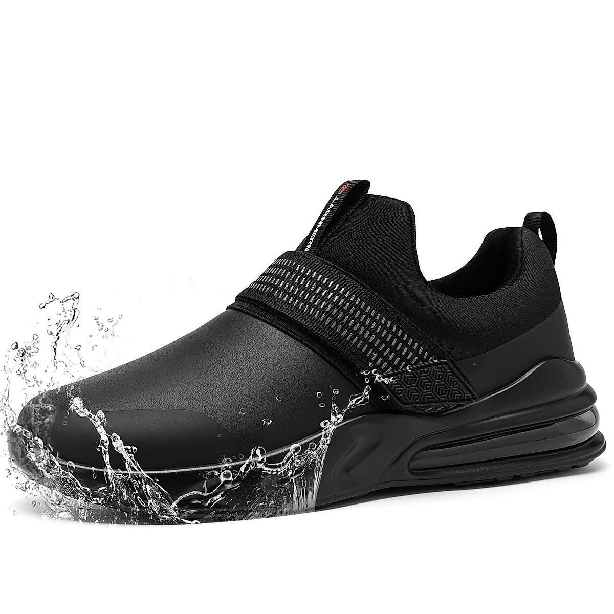 LARNMERN Non Slip Work Shoes for Women Food Service Kitchen Chef Waterproof Shoe Restaurant Slip on Walking Sneakers Fashion Air Cushion Working Footwear Black 10