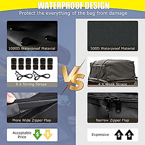 20 Cubic Car Rooftop Cargo Carrier Bag - Waterproof Heavy Duty Car Roof Bag for All Vehicle with/Without Racks - Easy to Install Soft Rooftop Luggage Carriers with Wide Straps