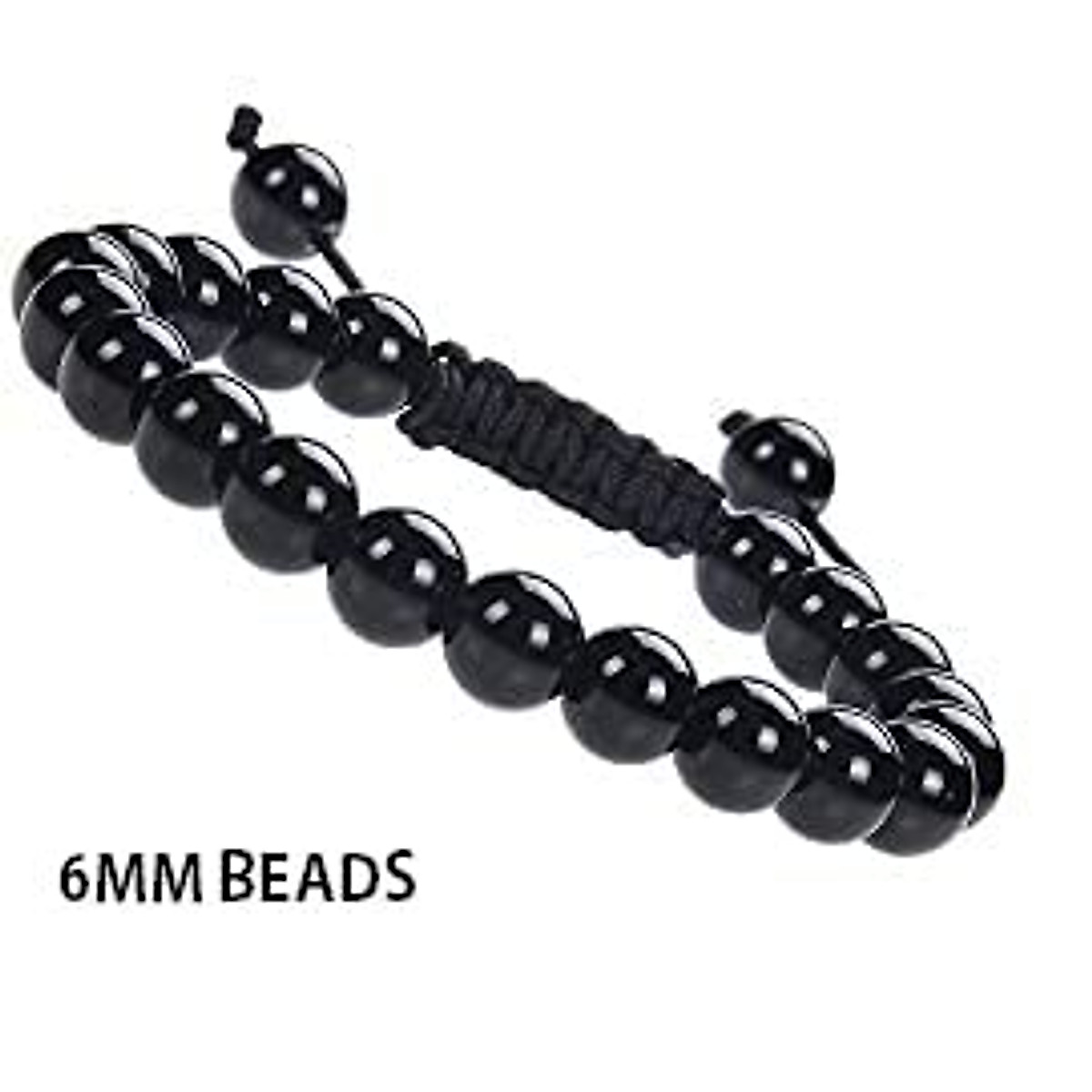 IS4A BLACK AGATE STONE EVIL EYE BRACELET OF PROTECTION BRACELET HELPS RELEASING NEGATIVITY (Black, 6 mm)