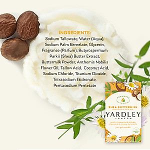 Yardley London Shea Buttermilk Sensitive Skin Naturally Moisturizing Bath Bar, 4.25 ounce, 2 Count
