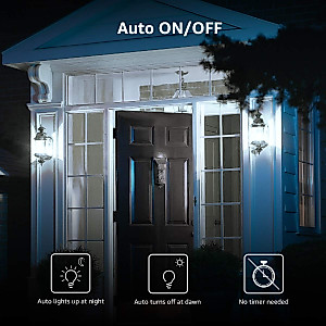 Lepro Dusk to Dawn Light Bulbs Outdoor Lighting, Auto On/Off, Light Sensor LED Bulbs, 60 Watt Equivalent, Non-Dimmable, A19 E26 Medium Screw Base, 9W 806 Lumens, Daylight White, Pack of 2