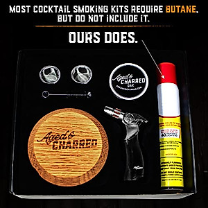 Cocktail Smoker Kit with Torch & Wood Chips (Butane Included) for Whiskey, Bourbon & More - Drink Smoker made of 100% Oak - Old Fashioned Smoker Kit - Whiskey Gifts for Men