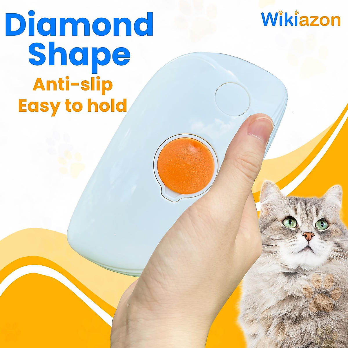 WIKIAZON 4 In 1 Cat Steam Brush, Easy Cleaning, Anti Static Shedding Spray Comb, Hair Removal, Misting Indoor Steamy Grooming Brush for Dog & Pet, Water Spritz Defur with Cloud & Pet Care (Orange Pro)