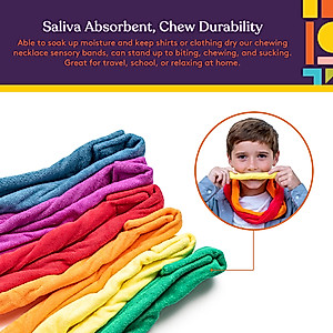Special Supplies Chew Necklaces for Sensory Kids Boys and Girls, 6 Bands, Soft and Super Absorbent Terry Cloth, Shirt and Clothing Oral Stimulation Alternative, Reusable and Washable