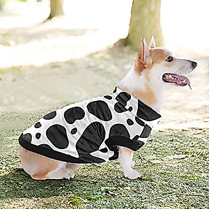 Kigai Cow Print Dog Coat Fleece Warm Windproof Pet Clothes for Snow Cold Weather, Soft Cozy Breathable Dog Winter Jacket for Small Medium Large Dogs with Leash Hole Pet Coat(XXS - XL)