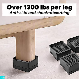 BTSD-home Furniture Risers 1.5 Inch Bed Lifts Risers Table Leg Extenders Perfect for Couch, Chair, Table, and More 4 Pack Black Square