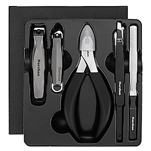 Big Toe-nail Clippers for Thick Nails, Fingernail Toenail Clippers Kit with File and Tweezers (7pcs, Premium, Heavy-Duty Design)