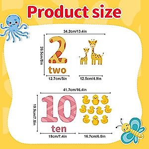 Large Number Wall Decals Stickers Educational Learning Wall Sticker Animal Arabic Numbers 1-10 Vinyl Counting Decals Peel and Stick Removable for Children Kids Toddlers Classroom Playroom Daycare