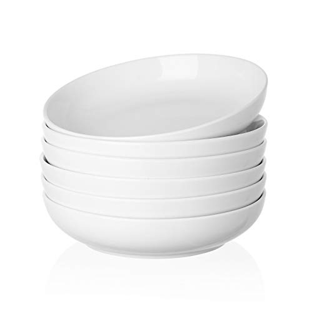 Sweejar Ceramic Pasta Bowls Set, 23 OZ for Salad, Soup, Cereal, Set of 6 (White)