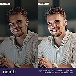 Neatfi Multi-Functional Desk Lamp, Dimmable, 3 Light Modes, 5 Brightness Levels, Zoom/Webcam Light, Touch Controls, USB/Plug Powered, Adjustable Arm (with Phone Holder and Clamp)