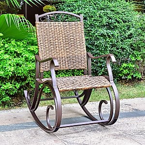 International CaravanInternational Caravan Ibiza Resin Pandan Aluminum Rocking Chair