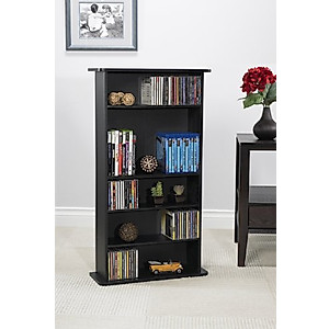 Atlantic Drawbridge Media Storage Cabinet - Organize optical media, up to 240 CD, or 108 DVD, or 132 BD/Video Games, Adjustable Shelves, PN 37935726 in Black