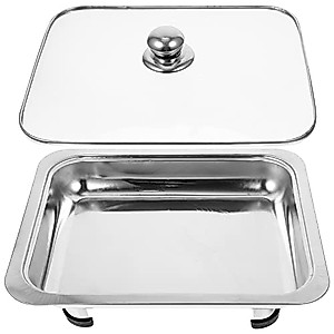 Buffet Food Holder Buffet Server Stainless Steel Chafing Dish Buffet Tray Chaffing Servers Rectangular Canteen Basin with Cover for Parties Buffets Buffet Food Warmer