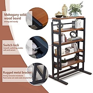 Brefhome Convertible Kitchen Table for Small Spaces,Space Saving Dining Table,Mahogany Transforming Table,Multipurpose Shelf Display Rack
