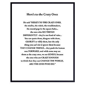 Steve Jobs Motivational Quote, Art Print, Home Decor - Inspirational Apple Wall Art Poster - Unique Room Decorations for Office, Den - Gift for Entrepreneur, Disruptor, Boss - 8x10 Photo Unframed