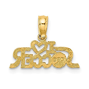Solid 14k Yellow Gold I Heart Soccer Charm Pendant - 6mm x 16mm