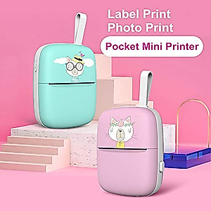 KXDFDC Portable Mini BT Printer Thermal Label Printer for Wrong Question Photo Memo Thermal Printing Student Pocket Printer (Color : E)