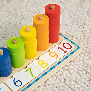 Fat Brain Toys Count and Sort Stacking Tower - Wooden Number-Learning Set, Ages 2+