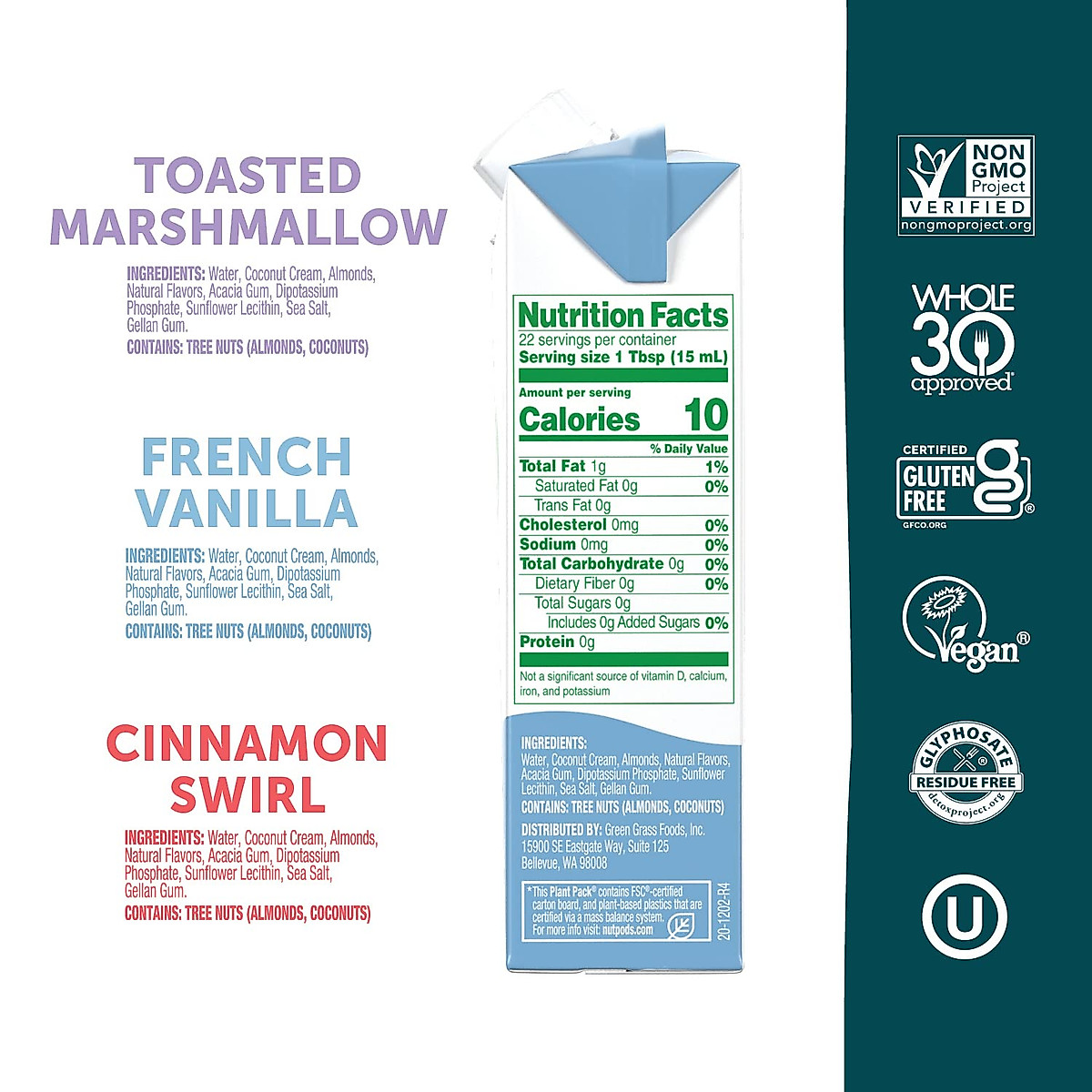 nutpods Favorites Collection - Unsweetened Non Dairy Creamer - Toasted Marshmallow, French Vanilla and Cinnamon Swirl - Keto Creamer, Whole30, Gluten Free, Non-GMO, Vegan, Sugar Free, Kosher