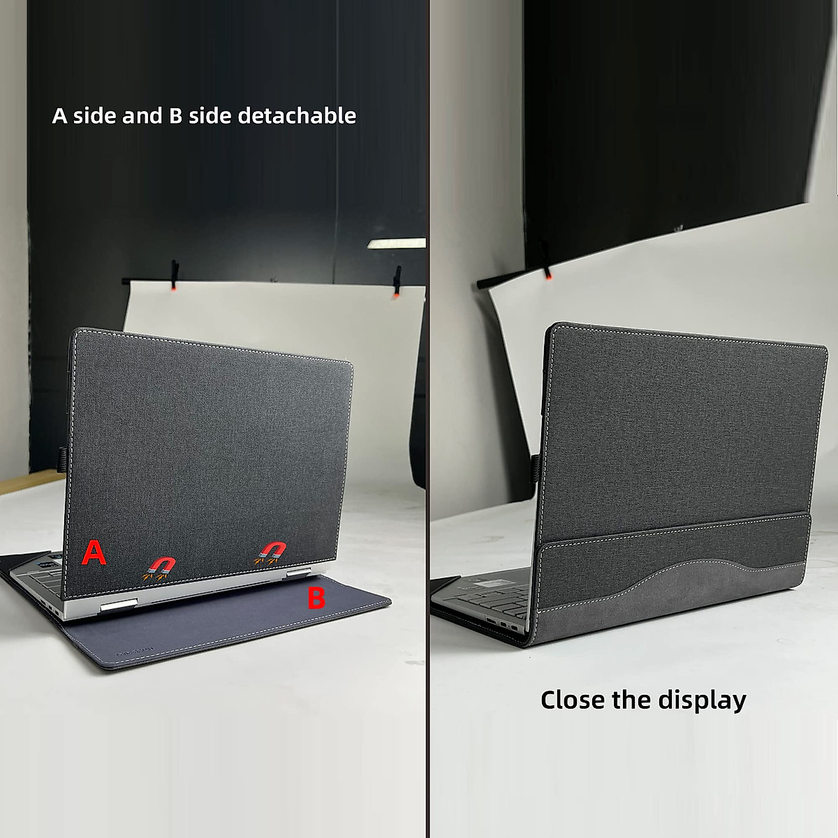 Laptop Cover for HP Envy x360 Laptop 15t /15z-XXX/15-fh|15-ed/15z-ey15-er/15-ep/15t-es100|2-in-1 Laptop.All Inclusive Drop Case 15.6" PU Leather Inside Pocket Cover Shell (15.6inch, Gray-Black)