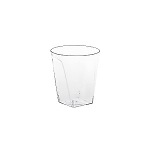 Party Essentials Hard Plastic 2 oz. Square Shot Glasses/ Wine Tasting Cups, Clear, 40 Count