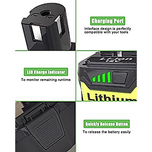 Leisuda 2 Pack 6.5Ah 18V Replacement Battery for Ryobi 18V Lithium Battery, Compatible for Ryobi 18V Battery P197 P102 P108 P190 P103 P104 P105 P107 P109 18V ONE+ Cordless Tool